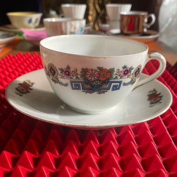 Dining | Antique Bohemian Floral Teacup And Saucer | Poshmark